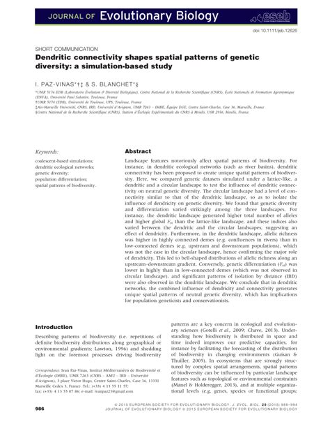 Pdf Dendritic Connectivity Shapes Spatial Patterns Of Genetic