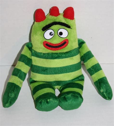 Ty Yo Gabba Gabba Brobee Beanie Plush Green Striped Monster Stuffed