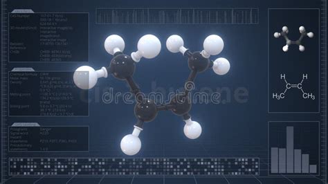 Cis 2 Butene Molecule With Description On The Computer Screen 3d Rendering Stock Illustration