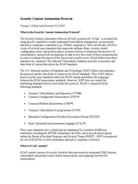 what is the security content automation protocol pdf vulnerability