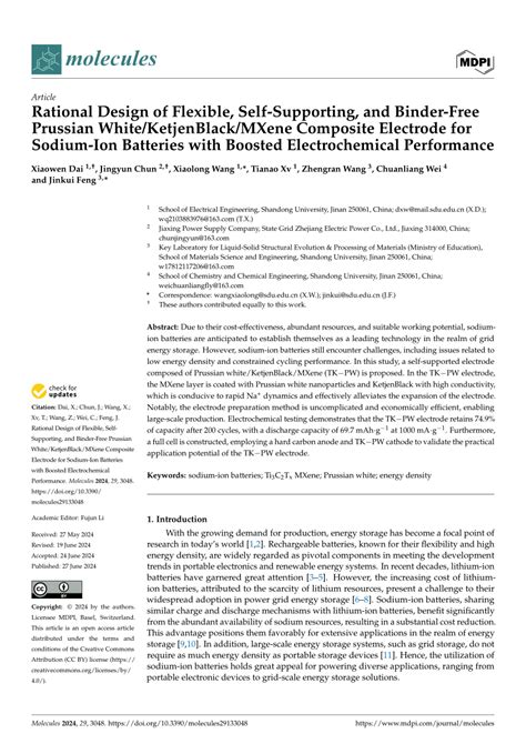 Pdf Rational Design Of Flexible Self Supporting And Binder Free Prussian White Ketjenblack