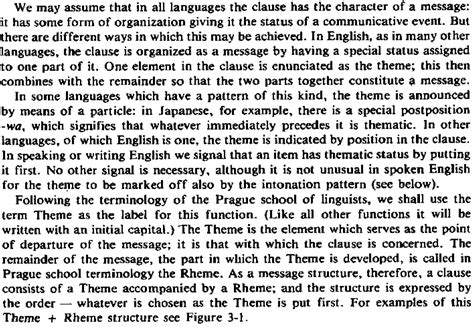 Systemic Functional Linguistics Thematic Structure