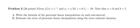 solved problem 3 20 points given f x e−x and