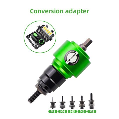 Hifeson Electric Pull Rivet Riveter Nut Gun Insert Rivet Nut Tool Auto Rivet Kit Set M M M M