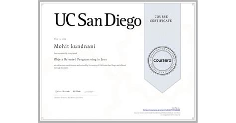Mohit Kundnani On Linkedin Completion Certificate For Object Oriented