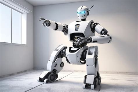 premium photo 3d render of robot robot contractor building a drywall