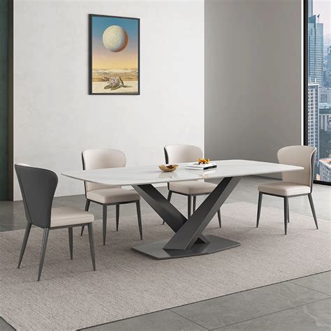Cross Base Rectangle Dining Table Set Dpcpro3 And Dpcpro4 Dphome
