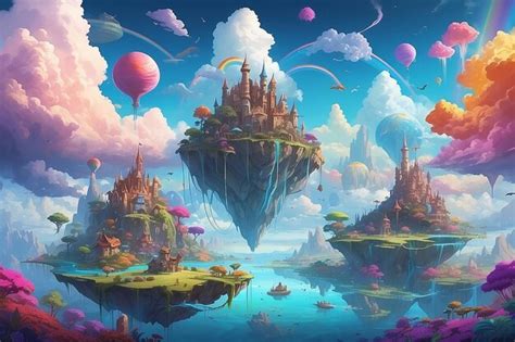Premium Photo A Surreal Dreamscape With Floating Islands
