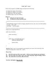 COSC 1437 Lab 1 Docx COSC 1437 Lab1 Write A Java Program To Display Your Last Name And