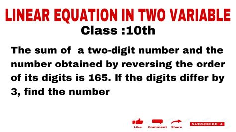 The Sum Of A Two Digit Number And The Number Obtained By Reversing The