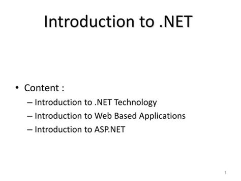 Net Framework Overview Fundamentals Of Net Framework Ppt