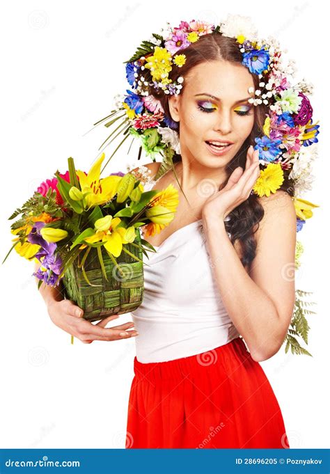 Happy Woman With Flower Stock Image Image Of Hand Creative