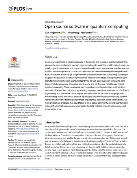 Pdf Open Source Software In Quantum Computing