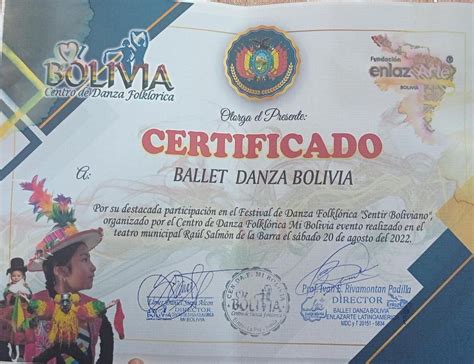 Certificado De Ballet Folklórico Danza Bolivia Facebook