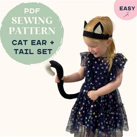 Cat Costume Sewing Pattern Cat Ears And Tail Set Diy Costume