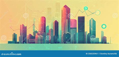 A High Tech City Skyline With Abstract Data Visualizations And Glowing Elements Representing