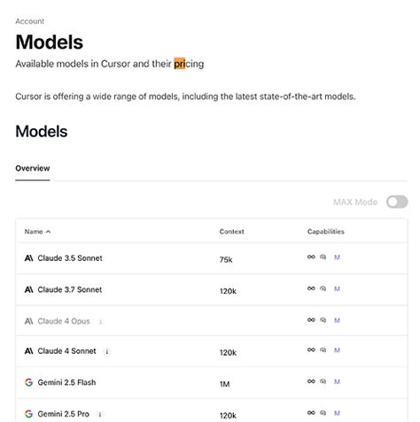the models page doesnt show pricing anymore bug reports cursor community forum