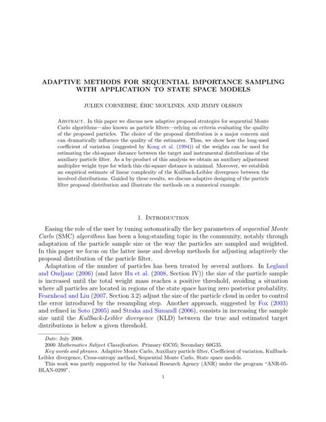 pdf adaptive methods for sequential importance sampling with