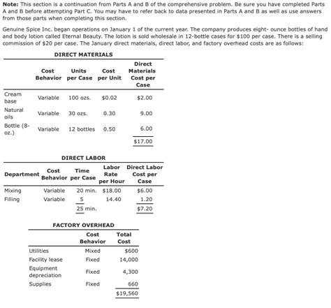 Solved 1 Determine The Fixed And Variable Portion Of The