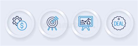 set line deal monitor with graph chart target financial goal and gear