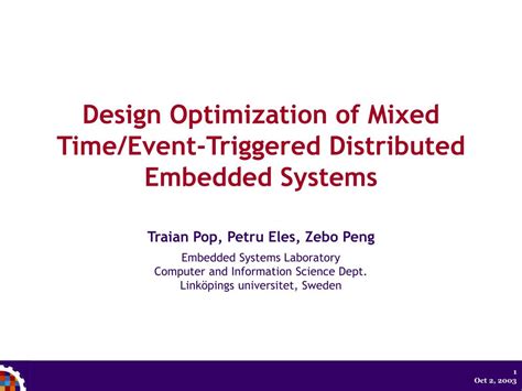 Ppt Design Optimi Z Ation Of Mixed Timeevent Triggered Distributed