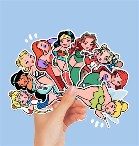 Sticker Pack Fat Disney Princess Sticker Comic Sticker Pin Up Sticker Body Positive Sticker