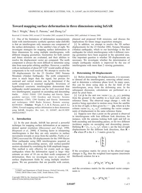 Pdf Toward Mapping Surface Deformation In Three Dimensions Using Insar