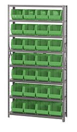 Quantum Qsbu 239gn Steel Shelving Unit With Open Hopper Style Bins 12