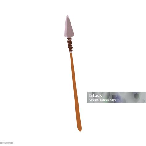 Stone Age Spear Hunting And Military Weapon Flat Vector Illustration