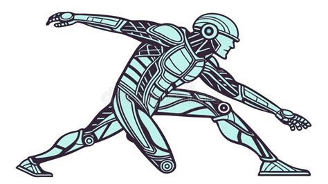 Futuristic Cyborg Runner Technology Athlete Vector Design Generative