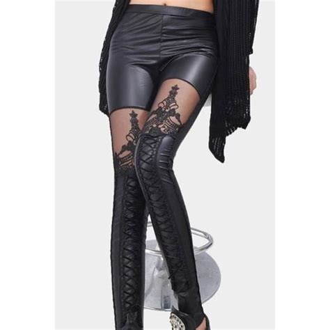 Legging Tendance Sexy Et Original Imitation Cuir Noir Noir Achat Vente Legging