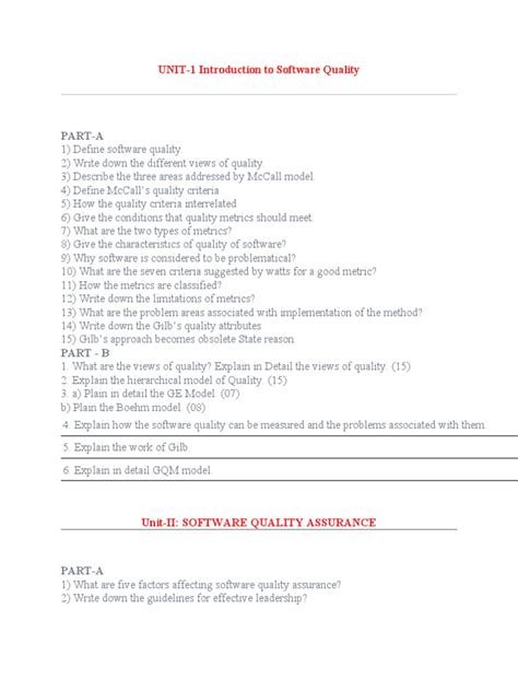 Sqa Question Bank Pdf Reliability Engineering Software Quality