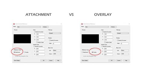 cad lisp and tips tip difference between attachment and overlay in xref