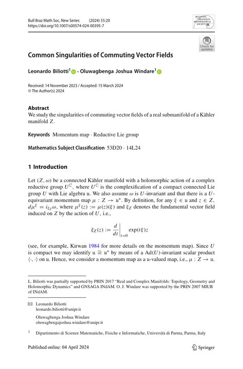 pdf common singularities of commuting vector fields