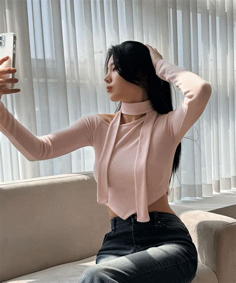 스카프티set 머플러 초커세트 밑단 언발사선 도톰 오프숄더 티셔츠 4 Color 에이블리