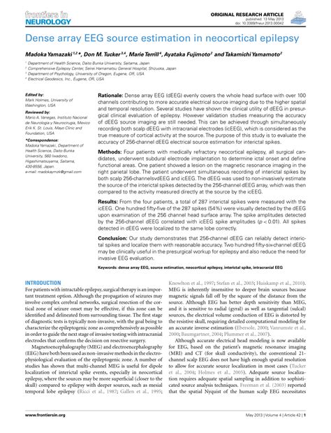 Pdf Dense Array Eeg Source Estimation In Neocortical Epilepsy