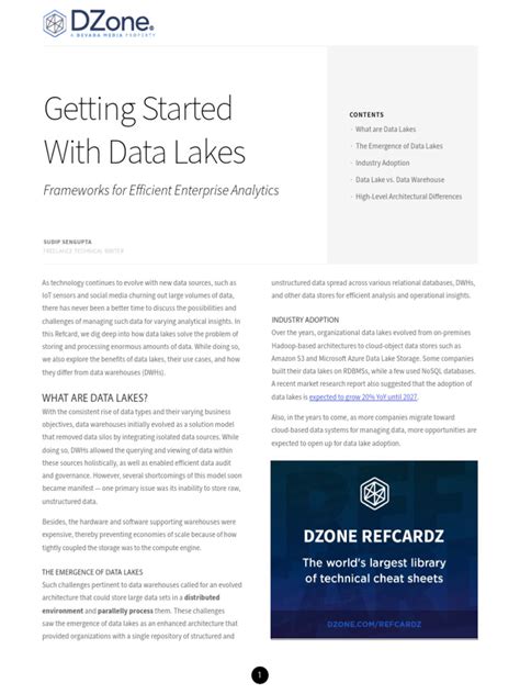 House Refcard 350 Getting Started Data Lakes 2021 Pdf Data