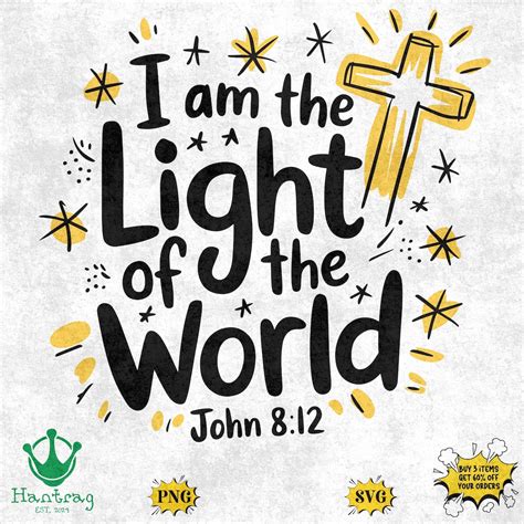 I Am The Light Of The World Png Svg Christian Bible Verse Wall Art Jesus Cross Star Design