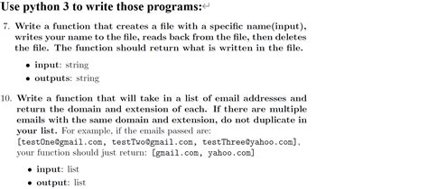 Solved Use Python 3 To Write Those Programs 7 Write A