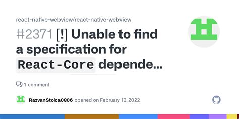 Unable To Find A Specification For `react Core` Depended Upon By `react