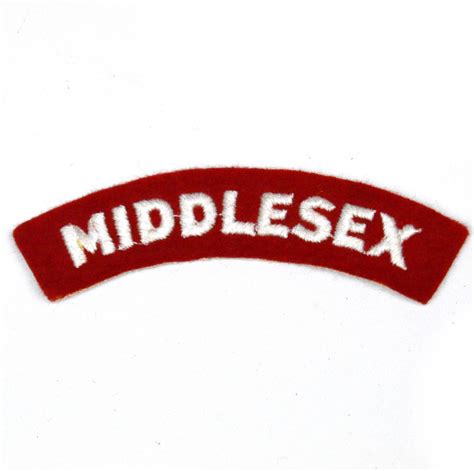 Middlesex Cloth Shoulder Title White On Red Jeremy Tenniswood Militaria