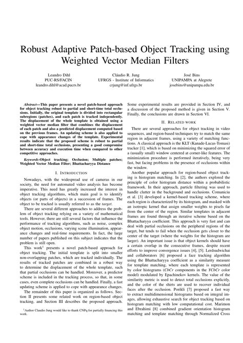 Pdf Robust Adaptive Patch Based Object Tracking Using Weighted Vector