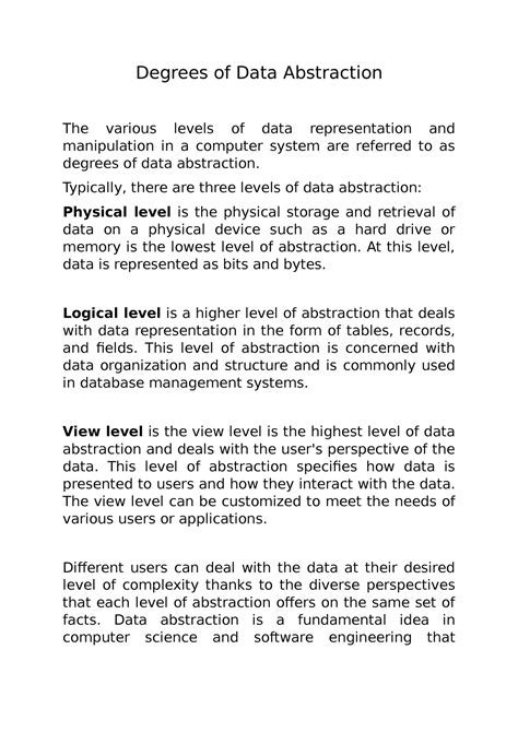 degrees of data abstraction typically there are three levels of data