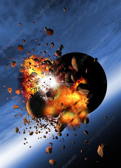 Asteroids Colliding With A Planet Stock Image F0126567 Science