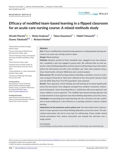 Solution Efficacy Of Modified Team Based Learning In A Flipped Classroom For An Acute Care