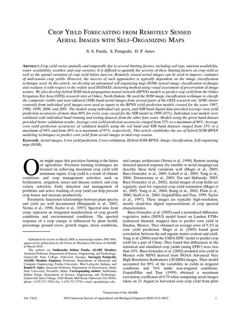 Pdf Crop Yield Forecasting From Remotely Sensed Aerial Images With