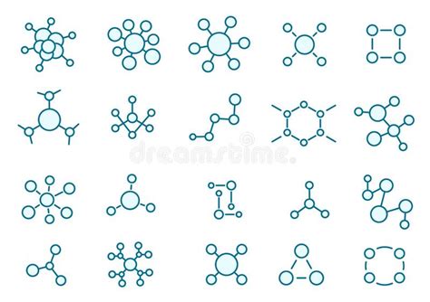 Molecule Structure Icon Set The Chemical Biotechnology Laboratory Research Blue Contour Line