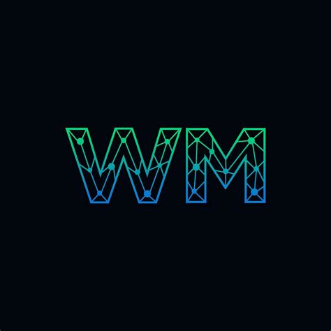 Abstract Letter Wm Logo Design With Line Dot Connection For Technology