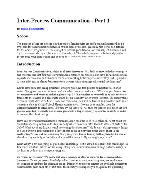 Inter Process Communication Part 1 Scope Pdf Computer Data