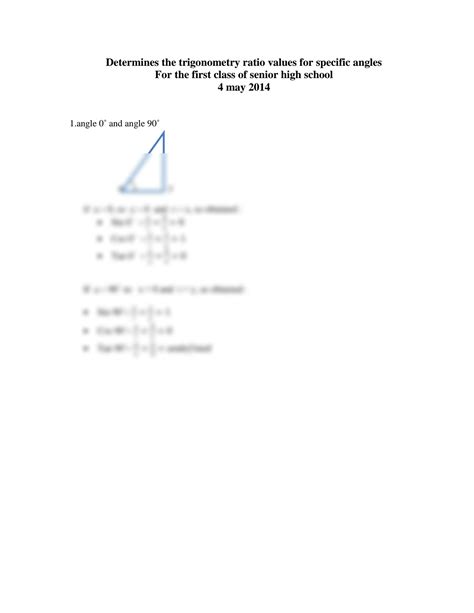 Solution Determines The Trigonometry Ratio Values For Specific Angles